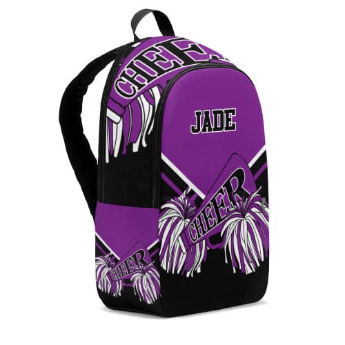 Cheer Purple Black Cheerleader Backpack Shoulder Bag Daypack for Travel Camping Gift 11.8''(L) x 5.51''(W) x 17.72''(H)