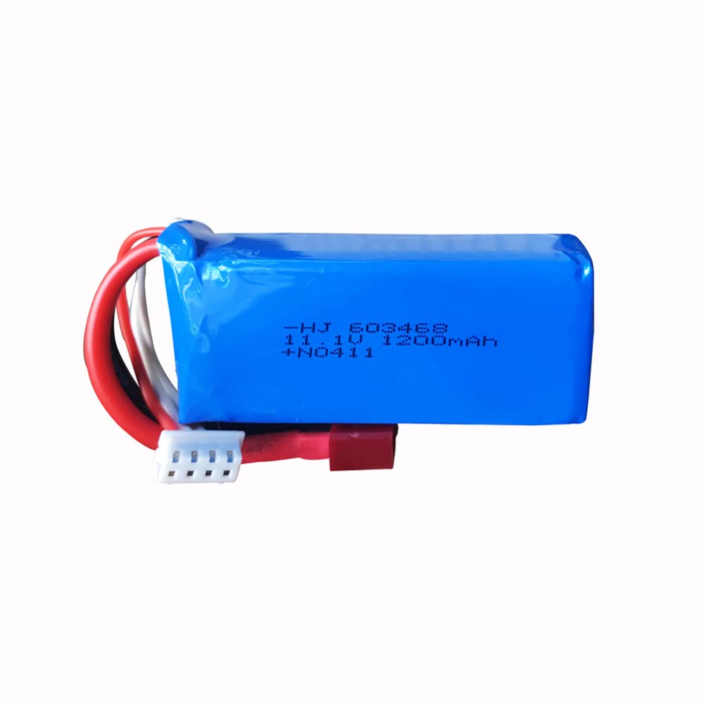 LIZHOUMIL 11.1v 1200mah Lithium Battery with T Plug Compatible for Wltoys Wl915-a High Speed Vehicle F1 Racing Boat Parts RC Battery 1200MAH