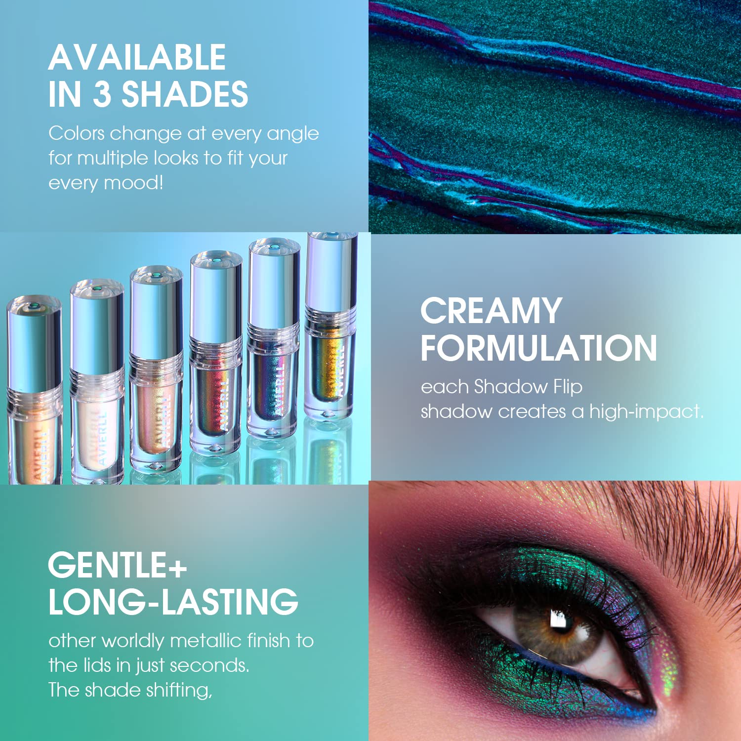 AVIERLL Chameleon Eye shadow Diamond Glitter Liquid Eye shadow Stick Highly pigmented metallic Eye shadow Sparkling gradient Color Long-lasting Makeup all day long (Chameleon Eyeshadow #02)