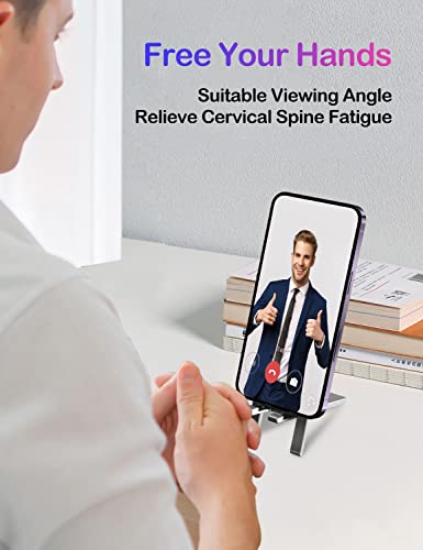 Cell Phone Stand for Desk,Adjustable Phone Stand Holder,Foldable Desk Phone Mount Stand Holder Compatible with All Mobile Phones,Portable iPhone Stand/Dock/Cradle,Versatile Phone Stand(Flat-Small)