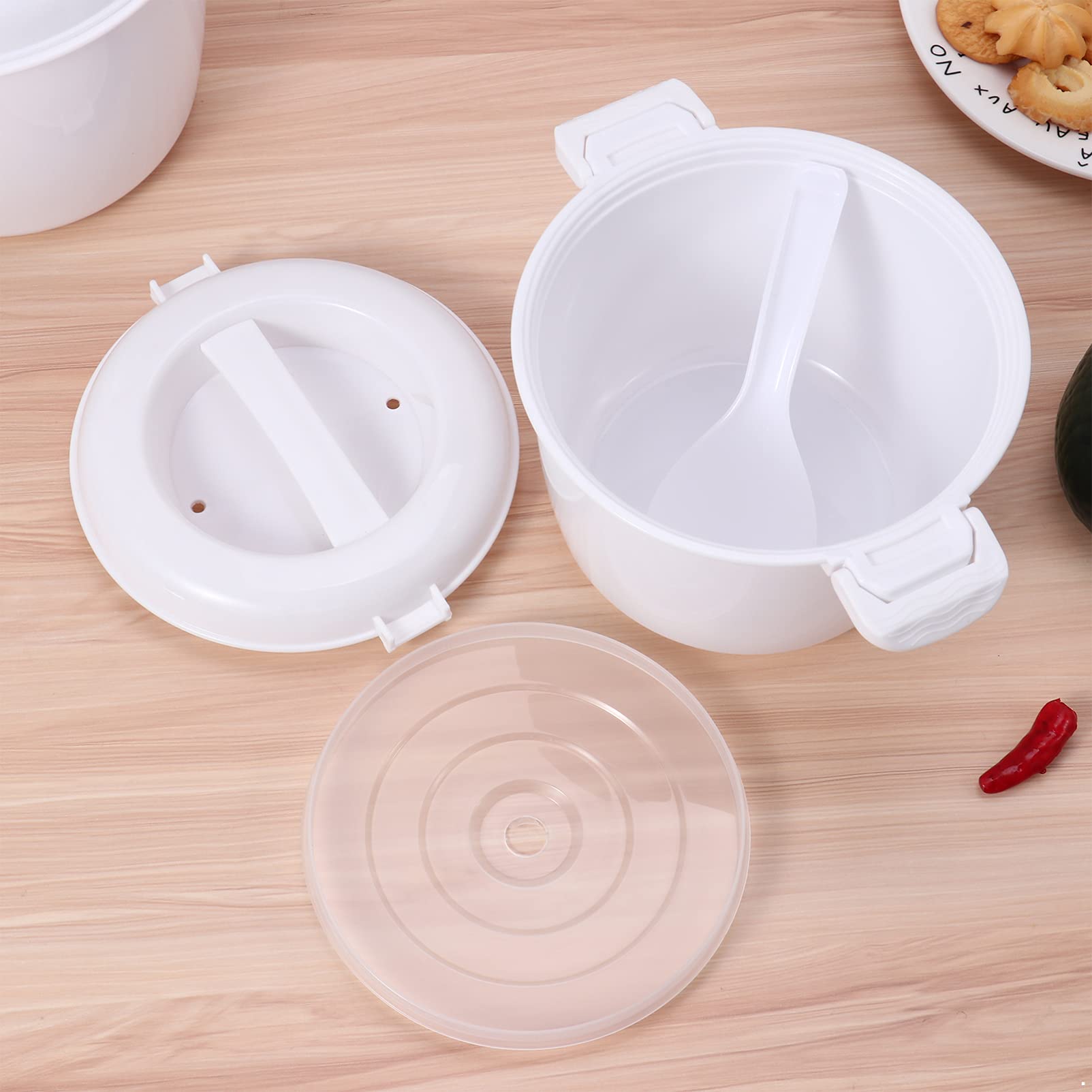CHICTRY Microwave Rice Cooker Microwave Pressure Steamer Cooker Food Bowl Mug Non Stick Cookware for Ramen Soup Beverages White A Small