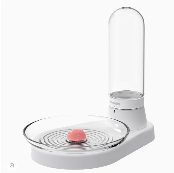 Cheerble Automatic Cat Water Dispenser Without Filter, Wireless Pet Water Fountains Gravity, Quiet Drinking Fountains for Kitten & Puppy, Non-Electric, KittySpring