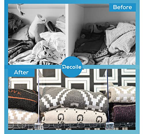 Decoile 8 PCS Clear Acrylic Shelf Dividers for Closet Organization, Closet Clothes dividers, Wood Shelves Organizer for Bedroom, Kitchen, Office, Cabinets and Bathroom.