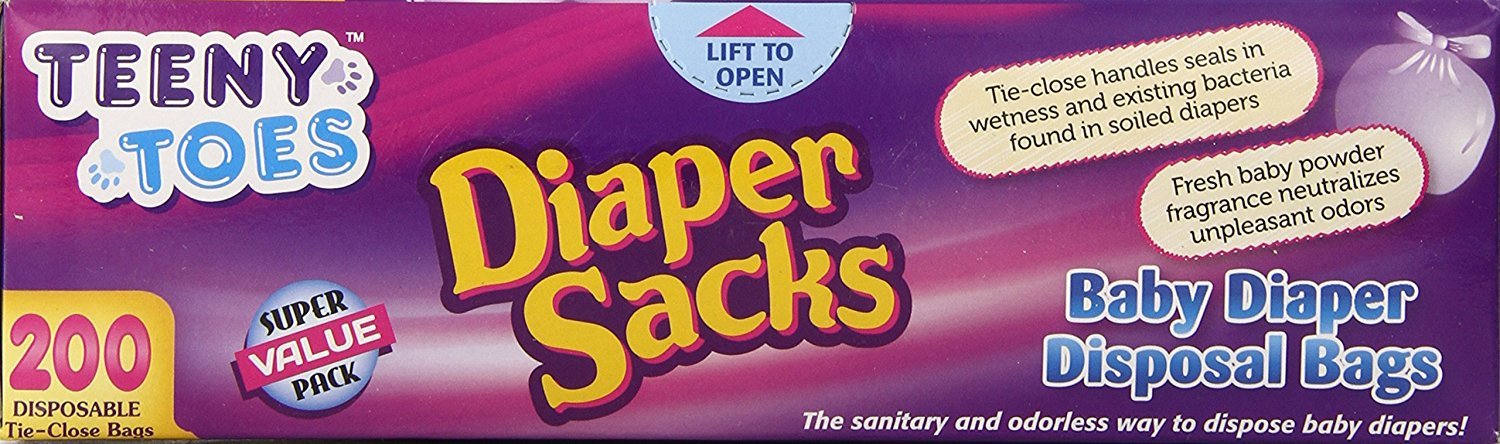 Teeny Toes Baby Disposable Diaper Sacks, 200 Count