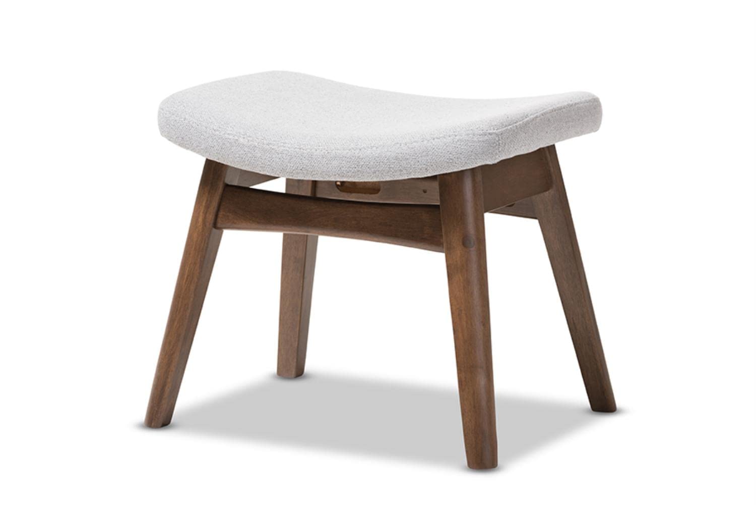 Baxton Studio Vera Mid-Century Modern Light Grey Fabric Upholstered Ottoman