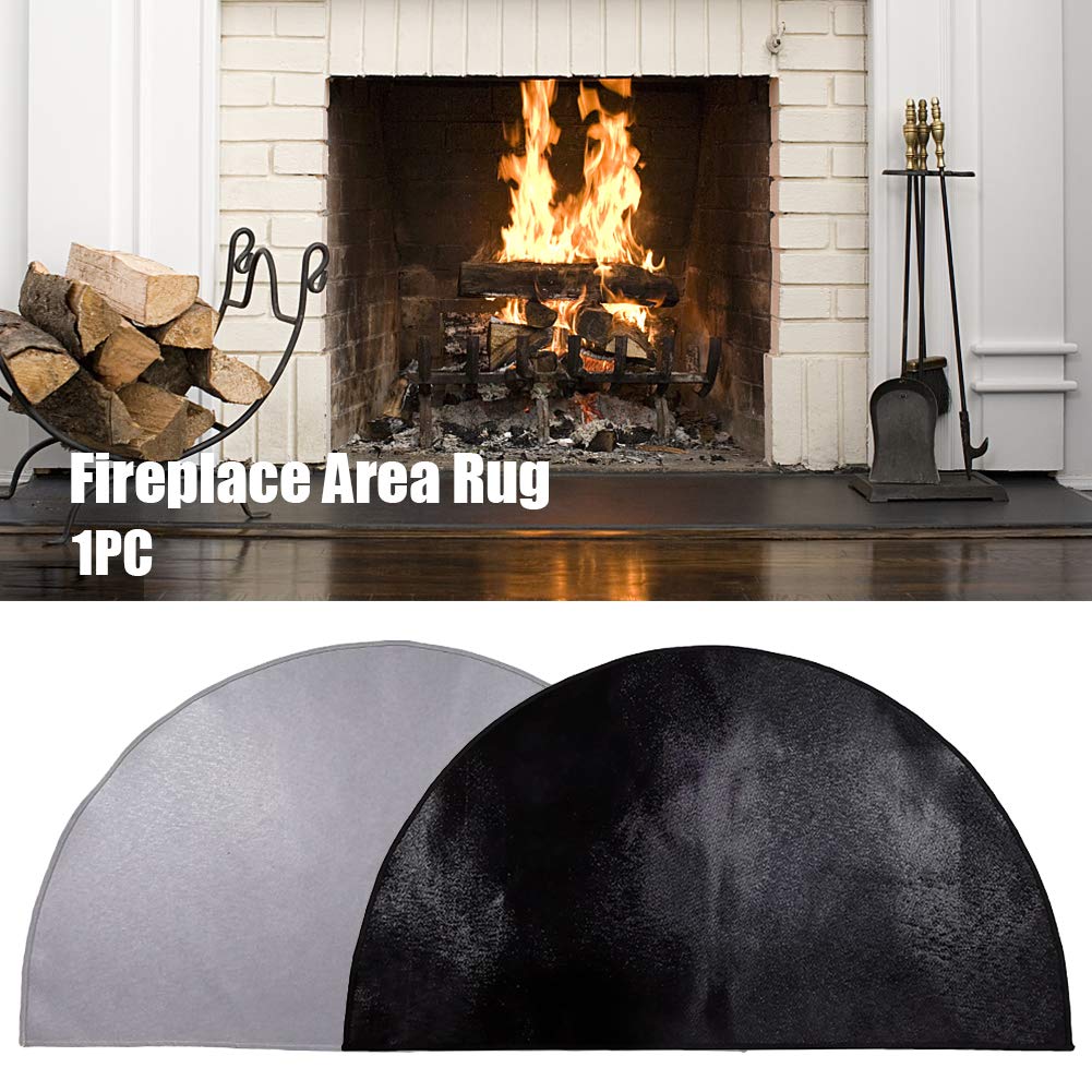 Fireplace Area Rug Fire Retardant Fiberglass Half Round Hearth Rug Non Slip Floor Mat Protects Floors from Sparks Embers Logs 24x42inches