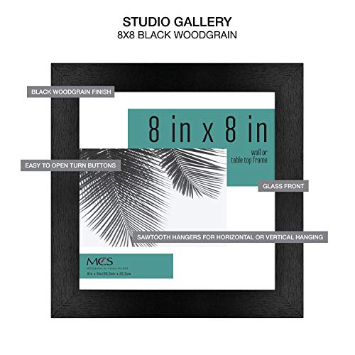 MCS Studio Gallery Frame, Black Woodgrain, 8 x 8 in , Single