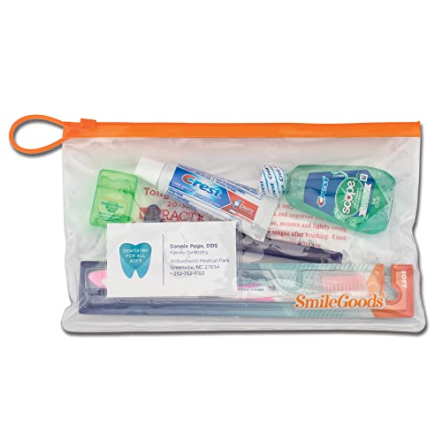Practicon 101737 SmileGoods Adult Super Deluxe Dental Care Kit with Toothbrush, Toothpaste, Floss, Tongue Cleaner and Mouthwash, Pack of 72