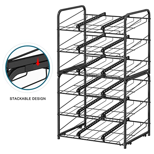 BTY Can Organizer for Pantry Stackable 2 Pack 3 Tier Metal Can Dispenser Holds Up 72 Cans 2 in 1 Canned Goods Organizer for Pantry Kitchen Organization and Storage