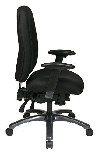 Office Star 8500 Series Multi-Function Ergonomic Executive Office Chair with Seat Slider and Titanium Finish Base, High-Back, Icon Black Fabric