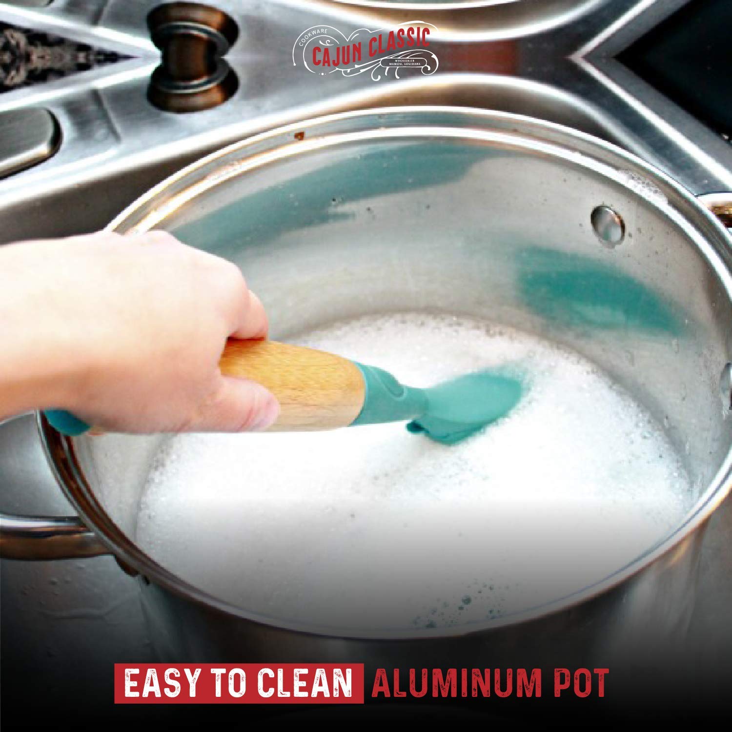 Cajun 9.2-Quart Aluminum Dutch Oven Pot with Lid - Oven-Safe Round Caldero - Nickel-Free Soup Pot