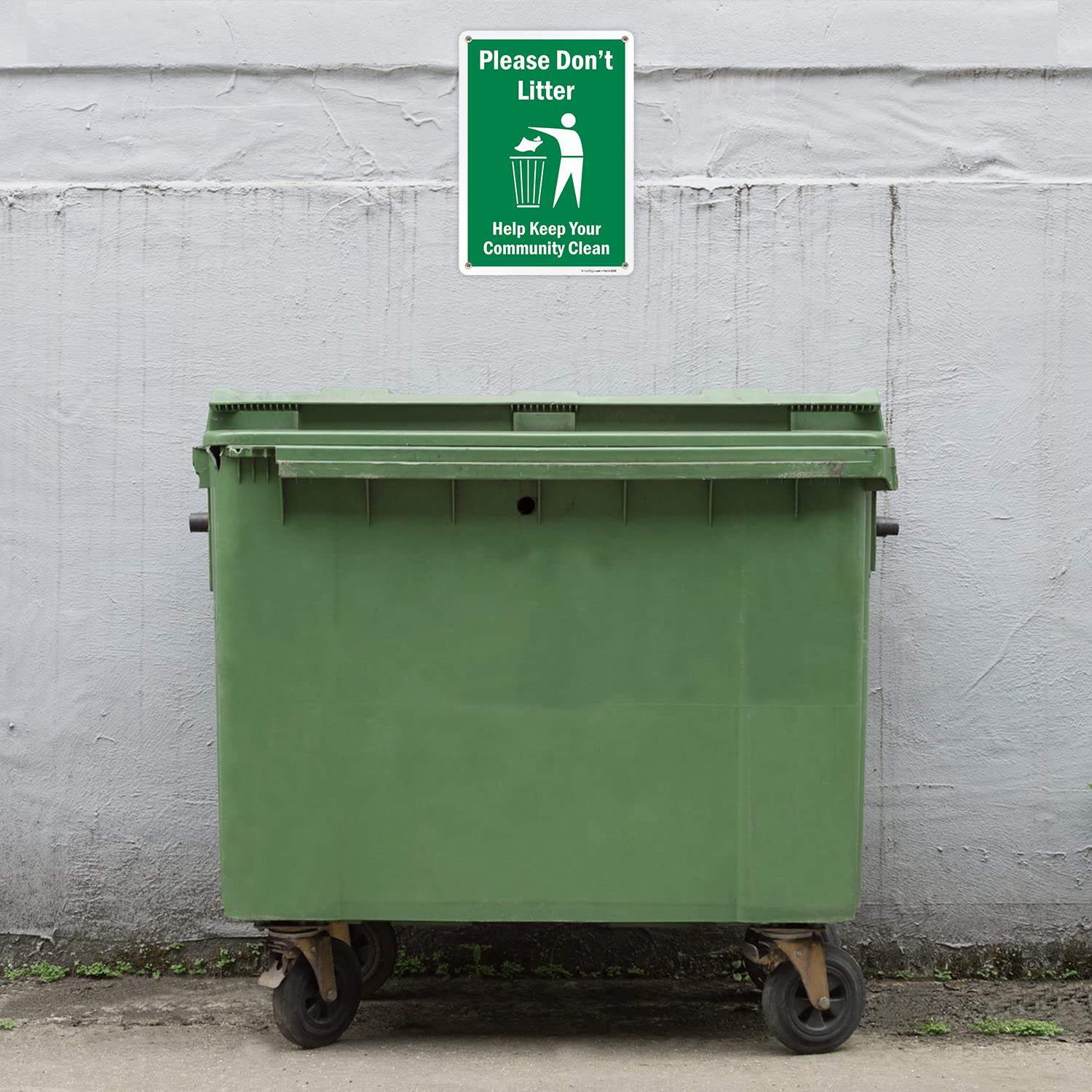 SmartSign 14 x 10 inch “Please Don't Litter - Help Keep Your Community Clean” Metal Sign, 40 mil Laminated Rustproof Aluminum, White and Green, Made in USA