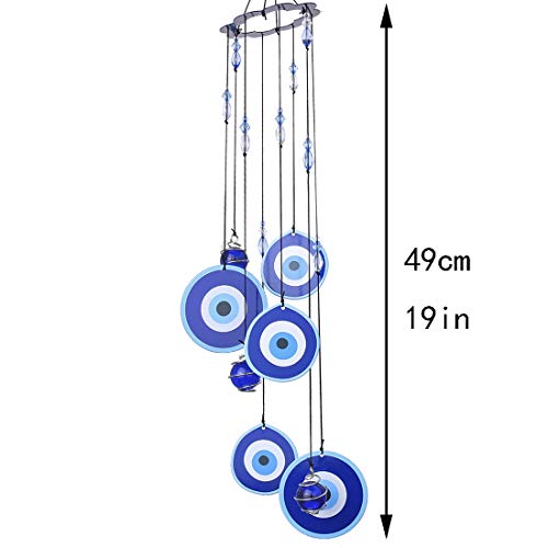 Blue Evil Eye Hanging Decoration Ornament Metal Wind Chimes for Home Garden Decoration (Evil Eyes)