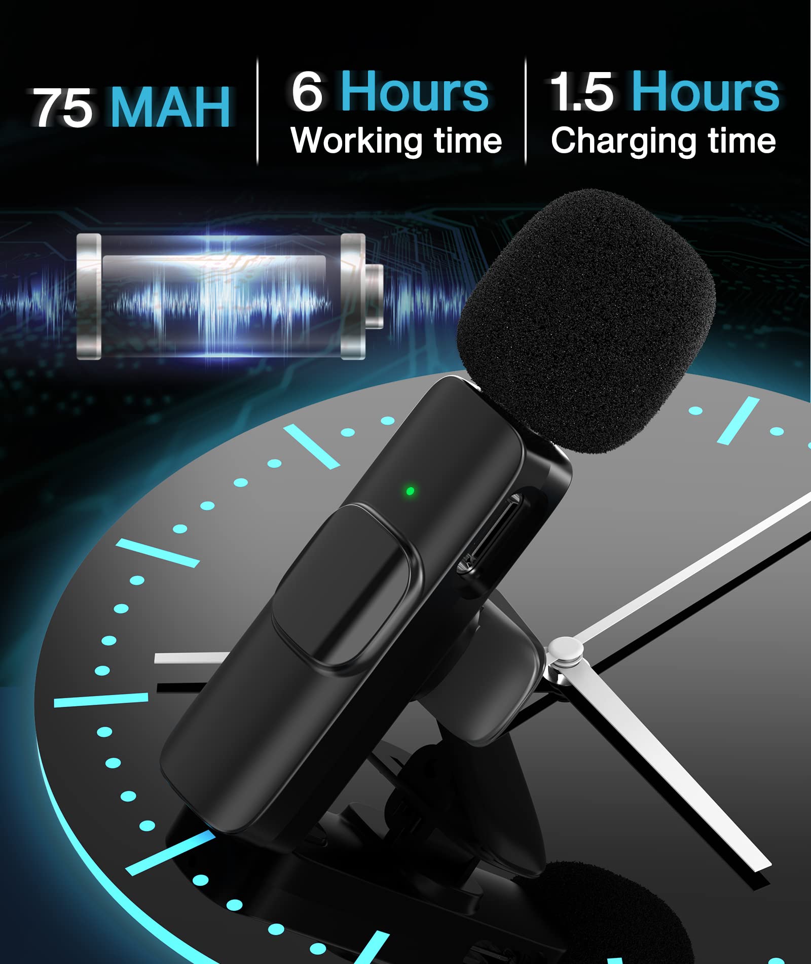 BerrysParadise Wireless Lavalier Microphone for iPhone, iPad, Android, PC, Wireless Mic Plug-Play 2.4G with Noise Reduction Chip, Mini lav Microphone for Interview Video TikTok Vlog YouTube