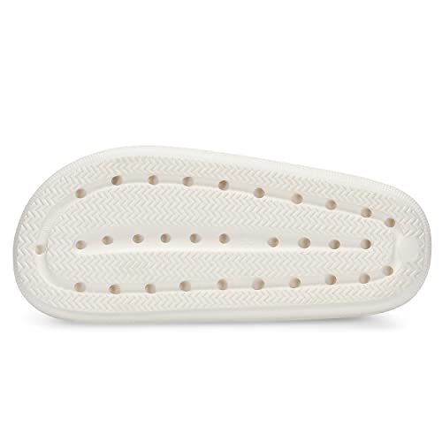 Dirk Slides for Women and Men Sandals Pillow Slippers Shower shoes Cushioned Cloud Slides,White,9 Women/7 Men