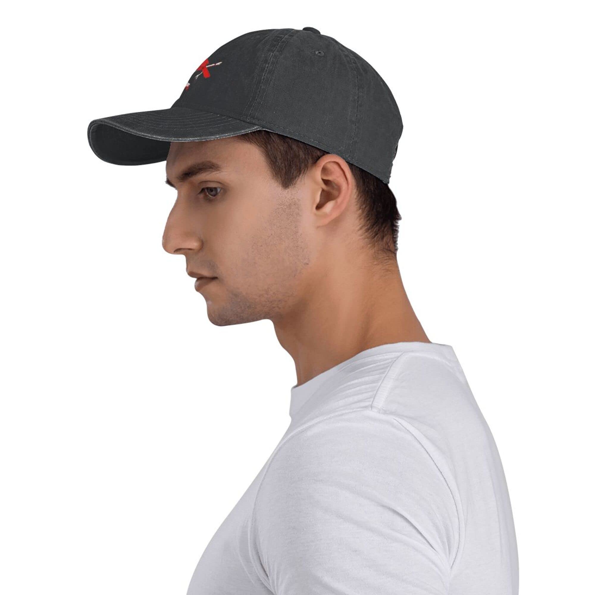 BISZANQA Red Cardinal Bird Sitting On Mountain Print Hat,Black Baseball Cap for Unisex Adult Denim Hats, Medium-Large