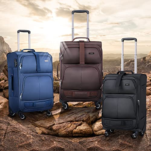 Hanke 24 Inch Softside Expandable Luggage Checked luggage Large Suitcase with Lock Travel Luggage Suitcases with Wheels Upright Rolling Luggage for Women Men Weekender
