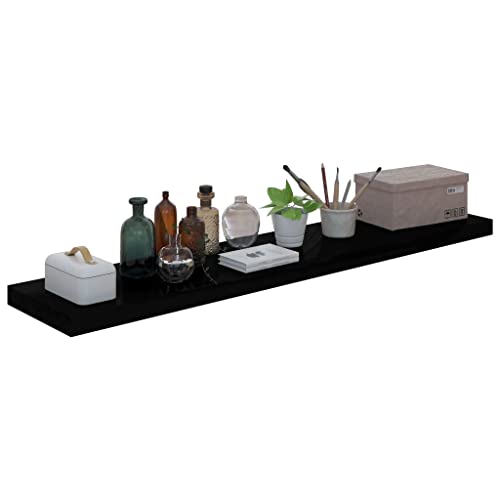 DYRJDJWIDHW Floating Wall Shelves 2 pcs Bookshelf for Bedroom,Shelves,Wood Bookcase,Suitable for Bedroom, Office, Living Room, Study,High Gloss Black 47.2"x9.3"x1.5" MDF