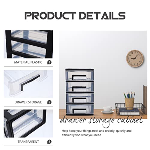 FOMIYES Storage Drawers 4 Layer Drawer Storage Tower Clear Drawers Closet Storage Box Storage Shelf Storage Rack for Office Bedroom Living Room Desk Organizer