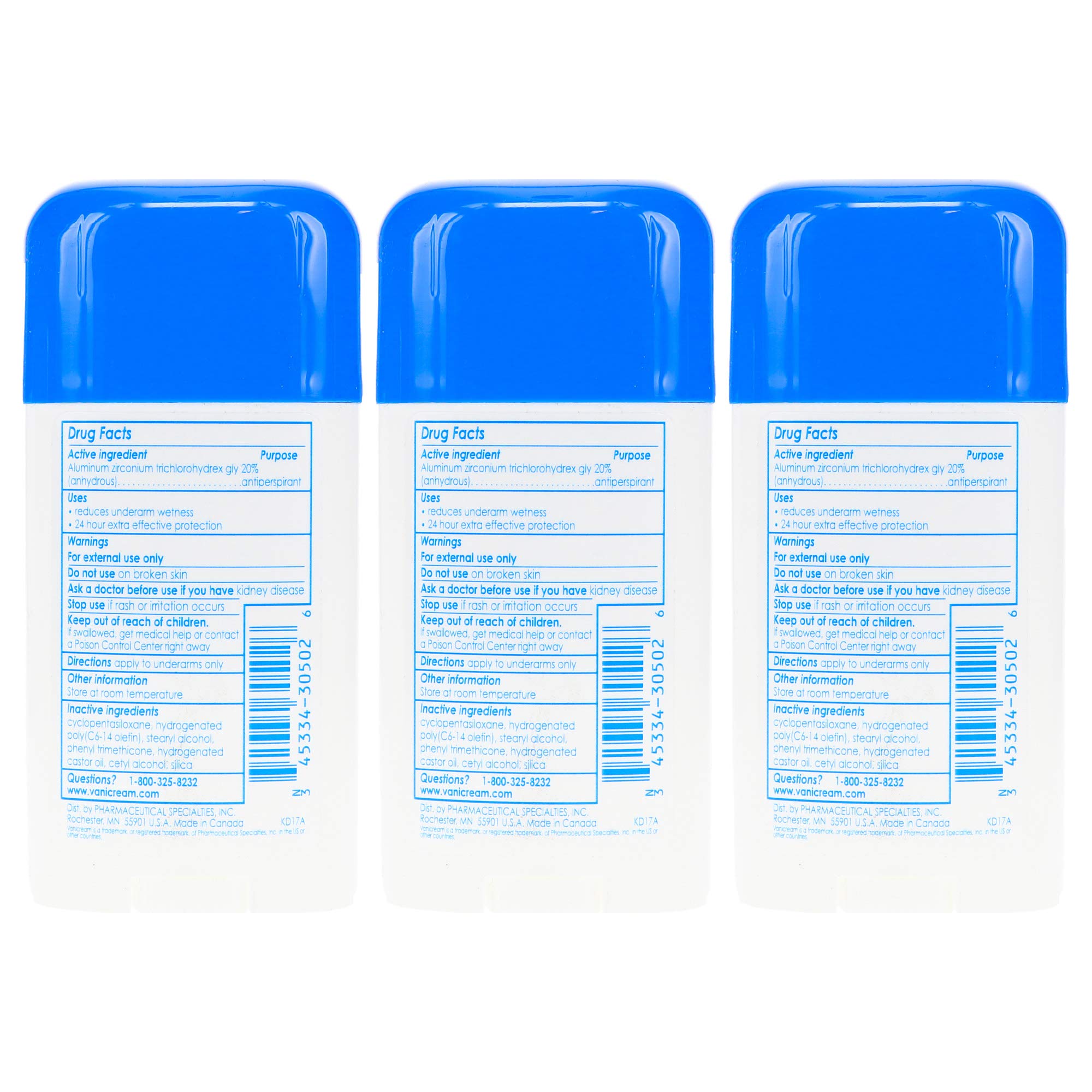 Vanicream Anti-Perspirant - Deodorant Clinical Strength For Sensitive Skin, 2.25 Oz Pack of 3