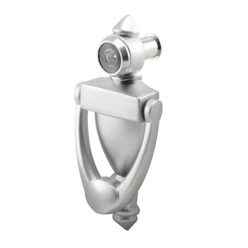 Defender Security U 10327 Door Knocker and Viewer, 9/16 In. Bore, 180 Degree View Angle, Satin Nickel (Single Pack)