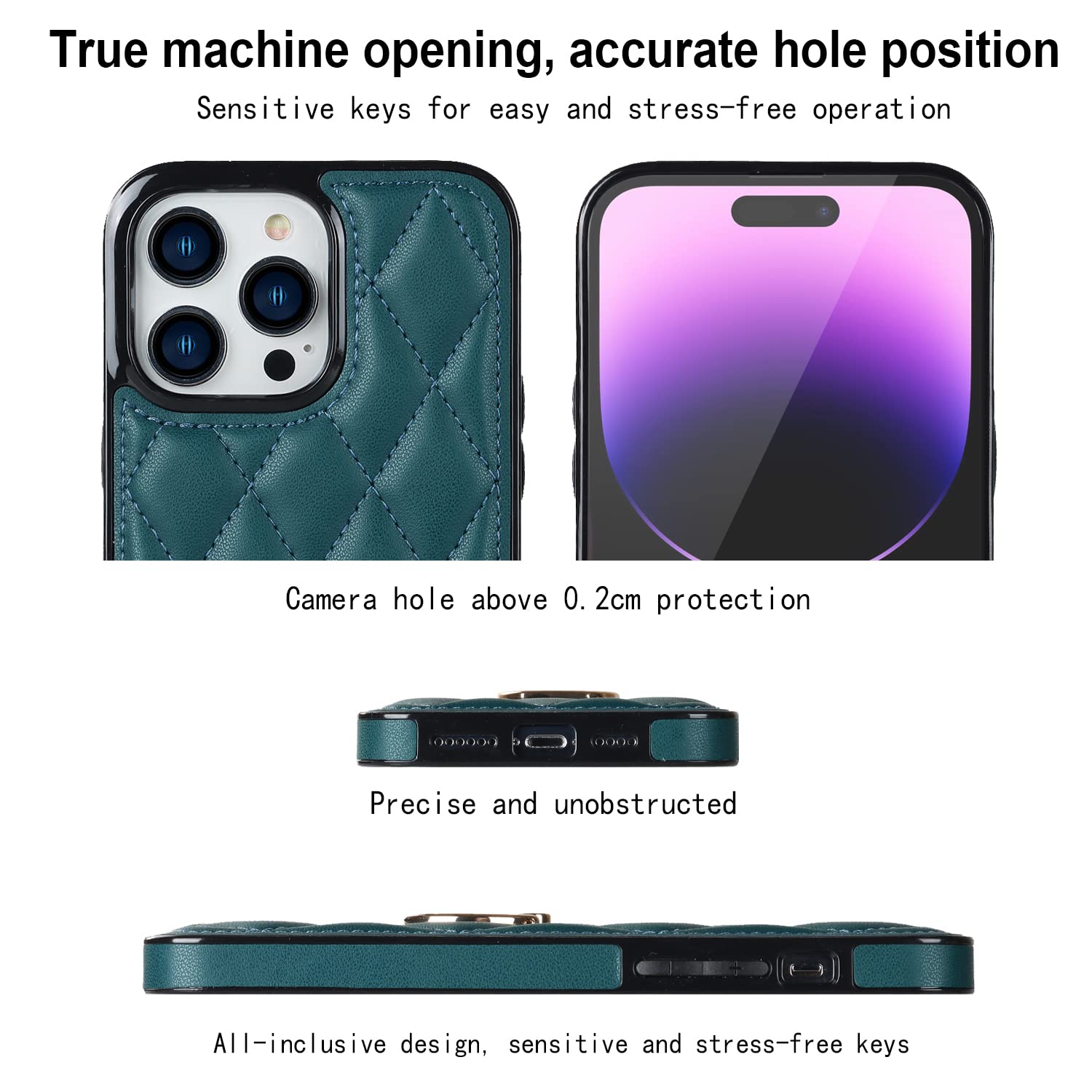 Asuwish Phone Case for iPhone 14 Pro Max 6.7 inch with Tempered Glass Screen Protector Ring Holder Kickstand Soft Quilted Leather Protective Cover iPhone14promax 5G i iPhone14 ProMax Women Men Black