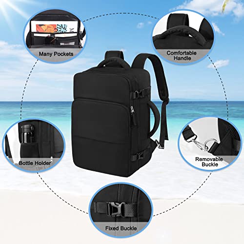 Hanples Large Travel Laptop Backpack for Men Women, Carry On Backpack, Hiking Backpack, Waterproof Durable Business Backpack with USB Charging Port, College Computer Bag, Fits 16 Inch Laptop