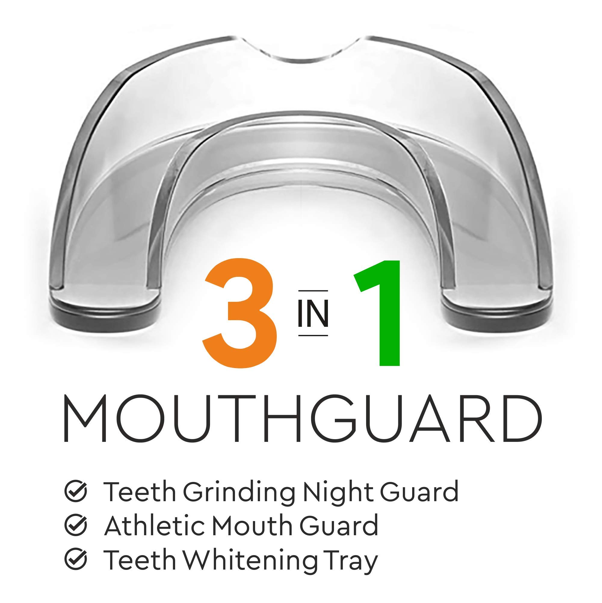 Professional Mouth Guard for Grinding Teeth - 2 Sizes 4 Pieces Mouthguard, Moldable Night Guards for Teeth Grinding, Night Guard for Bruxism & Teeth Clenching - Dental Guard Case