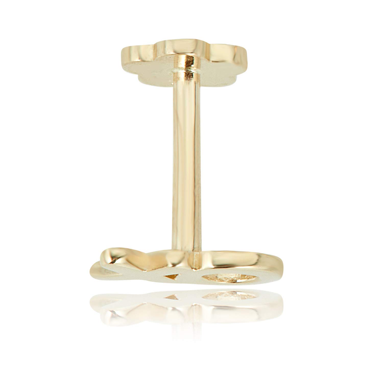 AVORA 14K Yellow Gold "XO" Cartilage Piercing Flat Back Earring Body Jewelry (18 Gauge)
