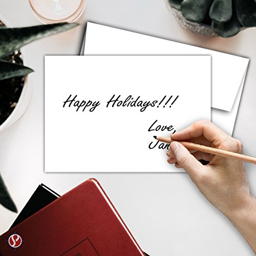 Heavyweight Blank White Flat Note Cards and Envelopes - Great for Announcements, Invitation, Thank You, Greeting, Printing Holiday Cards | 4 1/2β x 6β (A6) | 50 Sets Per Pack | Not a Fold Over Card