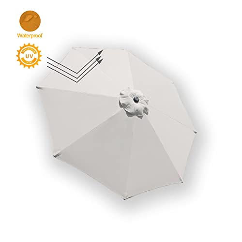 Garden lucky 9ft Patio Umbrella Replacement Canopy Market Umbrella Top Outdoor Umbrella Canopy for 8 Ribs Umbrella Beige