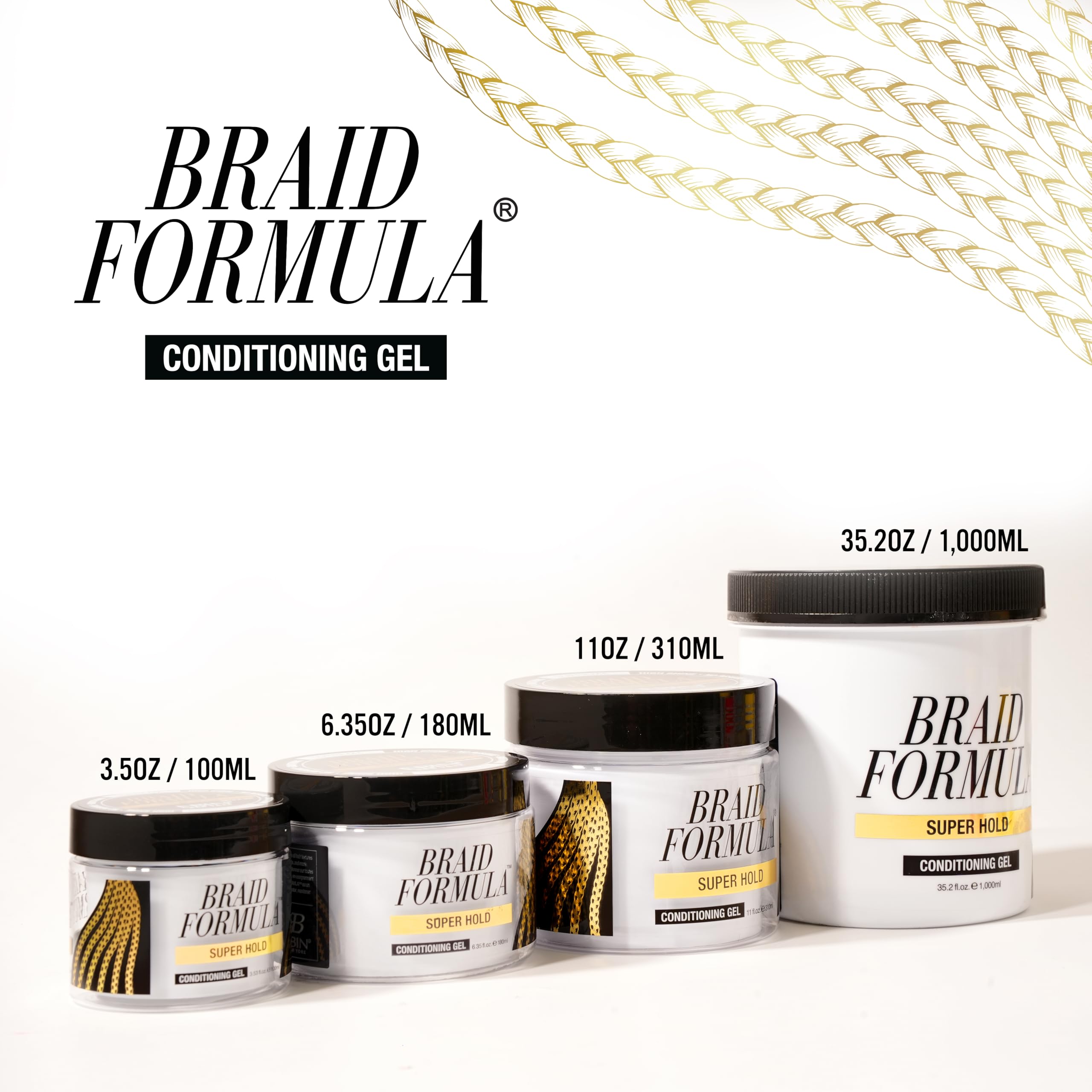 EBIN NEW YORK Braid Formula Conditioning Gel, Super Hold, 11 Oz | Great for Braiding, Twisting, Edges, No Residue, No Flaking, Strong Hold, High Shine, Smoothing with Clean, No Build-up