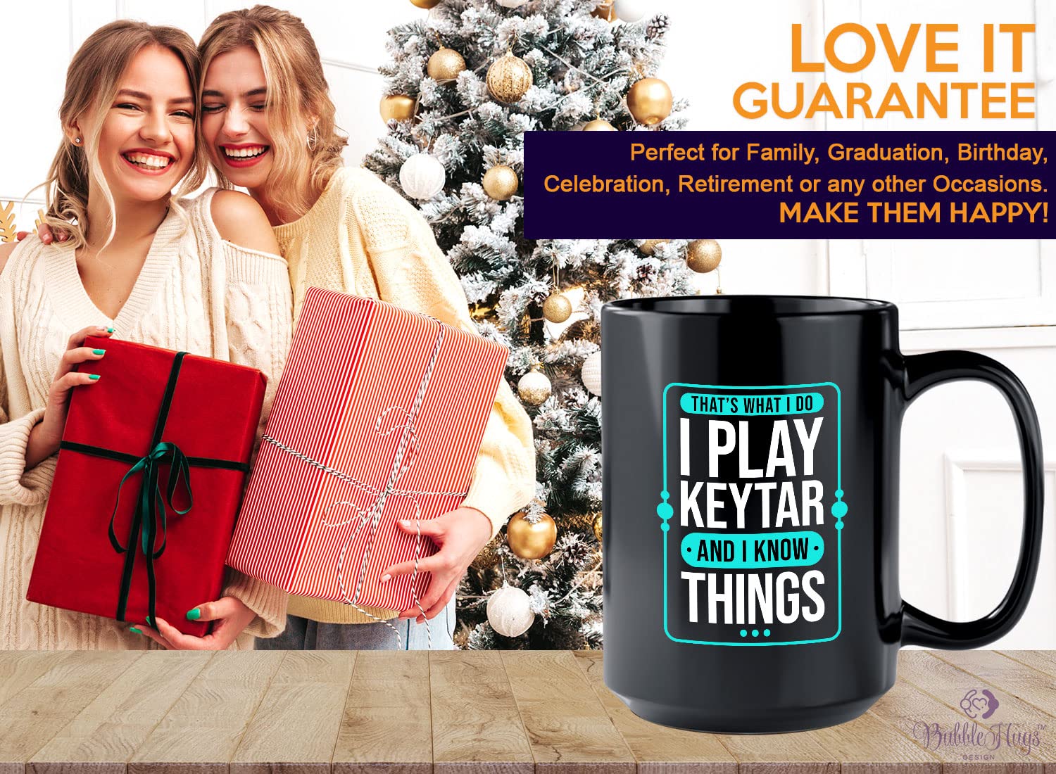 Bubble Hugs Keytar Coffee Mug 15oz Black - That's What I Do I Play Keytar - Keytar Player Music Musician Instrument Song