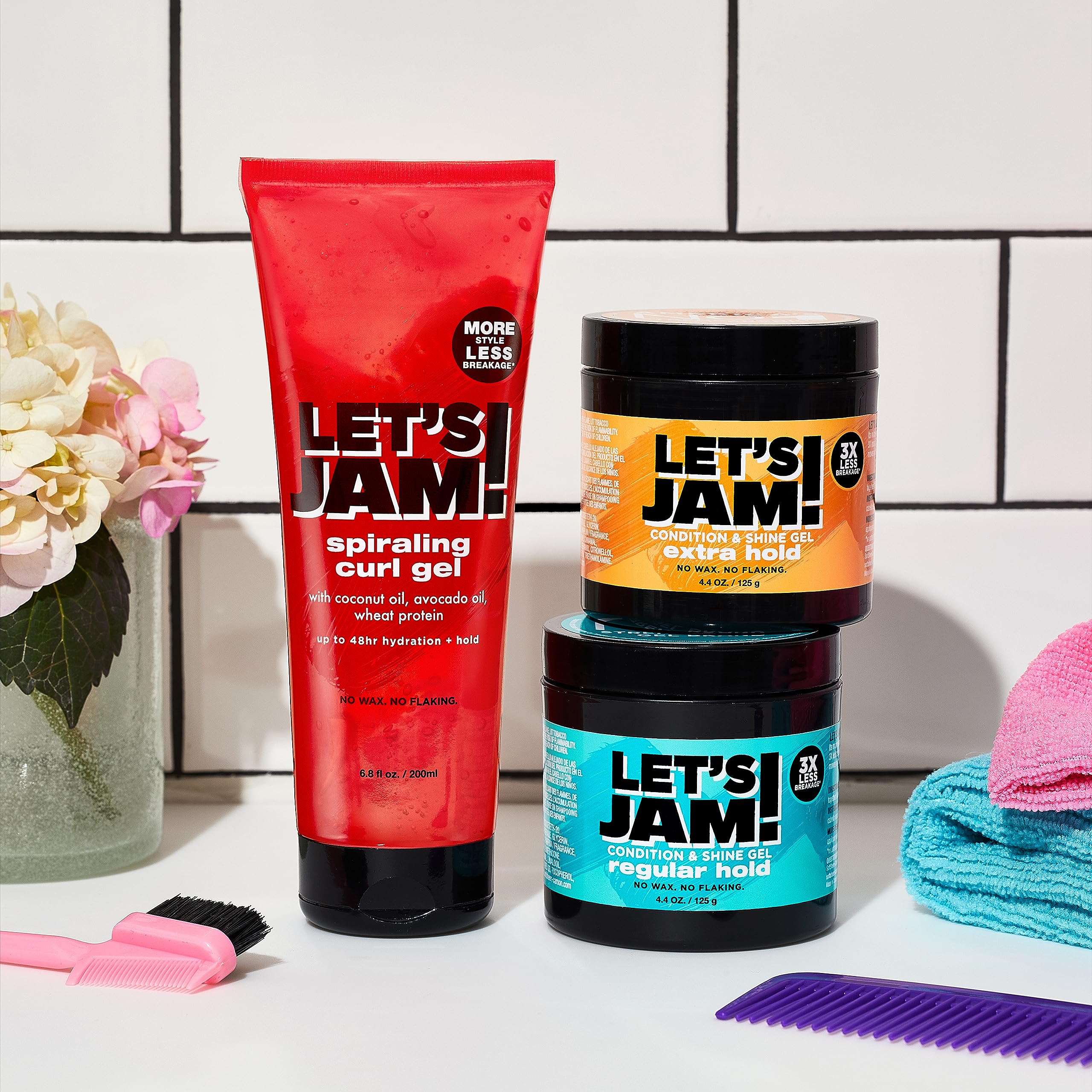 SoftSheen-Carson Let's Jam! Shining and Conditioning Hair Gel by Dark and Lovely, Extra Hold, All Hair Types, Styling Gel Great for Braiding, Twisting & Smooth Edges, Extra Hold, 4.4 oz