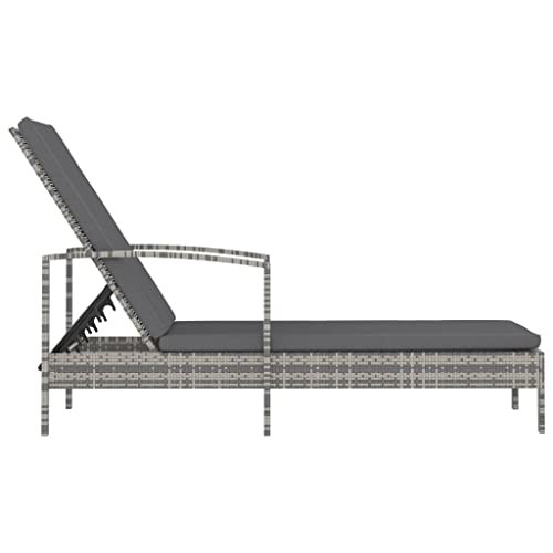 MBFLUUML Outdoor Lounge Chair, Sun Lounger with armrests Polyethylene Rattan Grey, Suitable for Outdoor situations Such as terraces, Poolside, Backyard, etc.