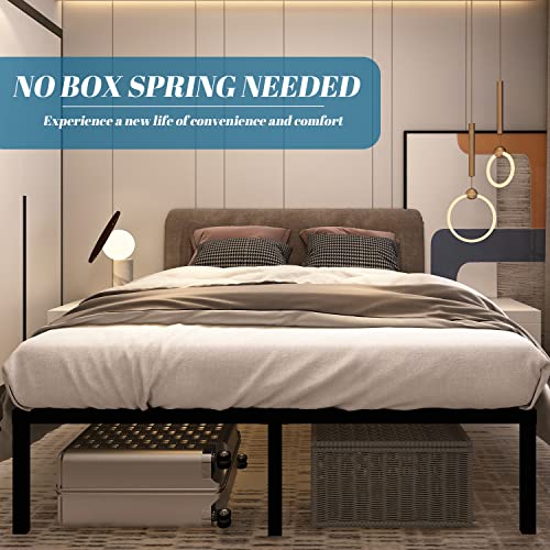 Chezisam 18" High California King Size Bed Frame Heavy Duty Metal Platform Bed Can Hold 3500lbs Cal King Mattress Base with Underbed Storage Space No Box Spring Needed