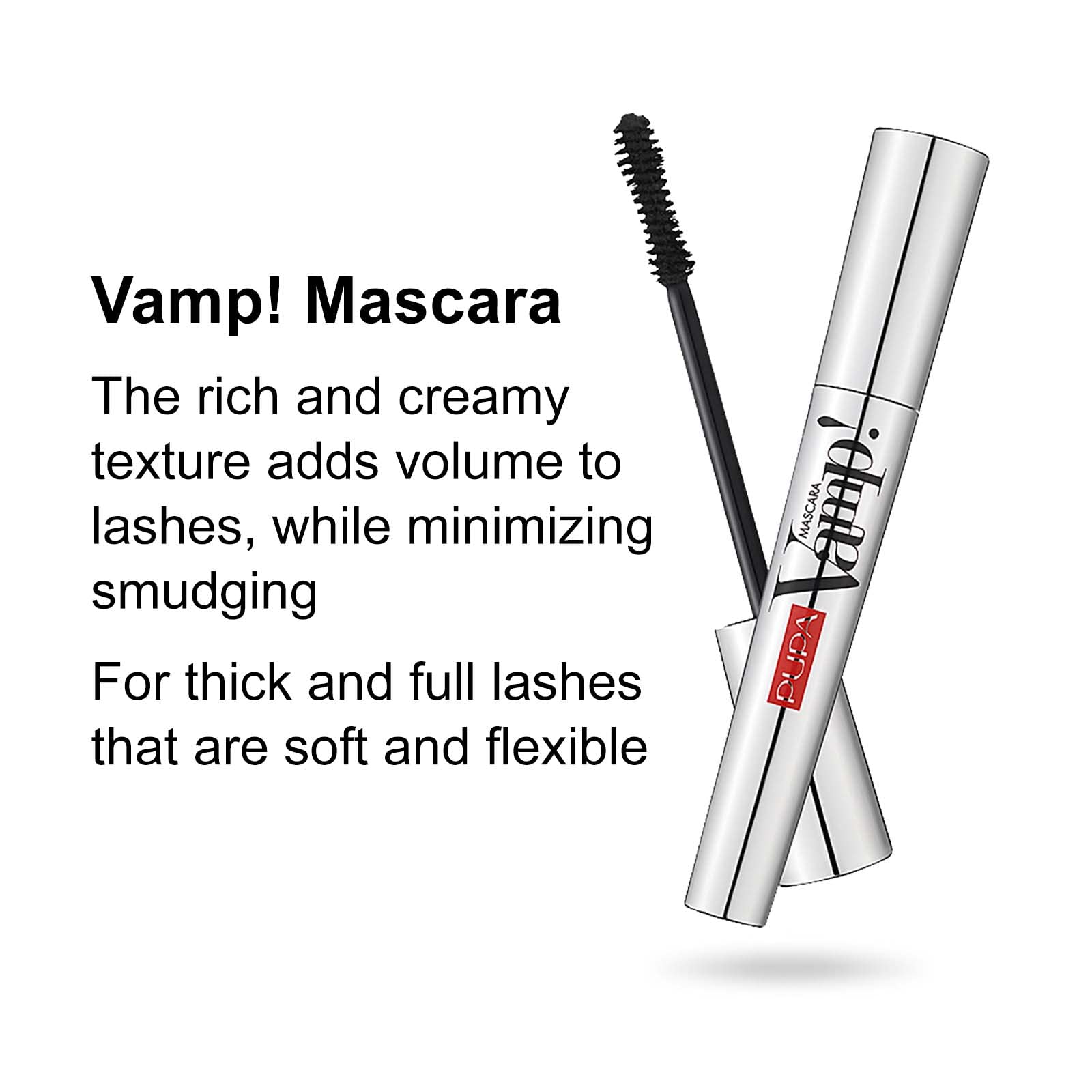 PUPA Milano Vamp! Mascara - For Voluminous And Dramatic Eyelashes Max Lengthening Defining Formula Adds Instant Impact Boost Eye Allure With Long, Thick Lashes 100 Extra Black 0.32 Oz, 40080001