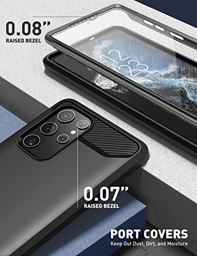 Clayco Xenon Series Case for Samsung Galaxy S22 Ultra (6.8 Inch) 5G 360 Degree Mobile Phone Case Robust Protective Bumper Case Full Cover with Integrated Screen Protector 2022 Edition (Black)