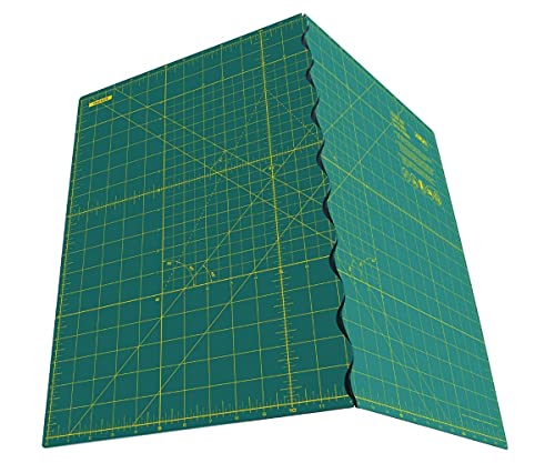 OLFA 17" x 24" Folding Cutting Mat (FCM-17x24) - Self Healing 17x24 Inch Foldable Rotary Mat with Grid for Quilting, Sewing, Fabric & Crafts, Use with Rotary Cutters & Fixed Blade Knives (Green)