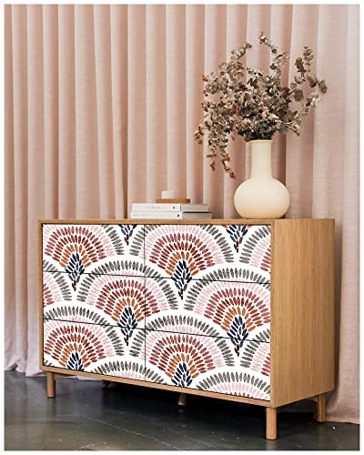 HAOKHOME 96090 Polka Dot Scall Peel and Stick Wallpaper Wave Pink/White/Brown Stick on Removable Home Decorations 17.7in x 118in