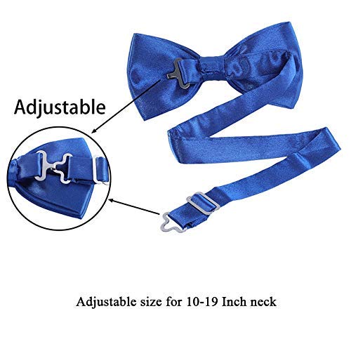 AWAYTR Men's Pre Tied Bow Ties for Wedding Party Fancy Plain Adjustable Bowties Necktie (Black)
