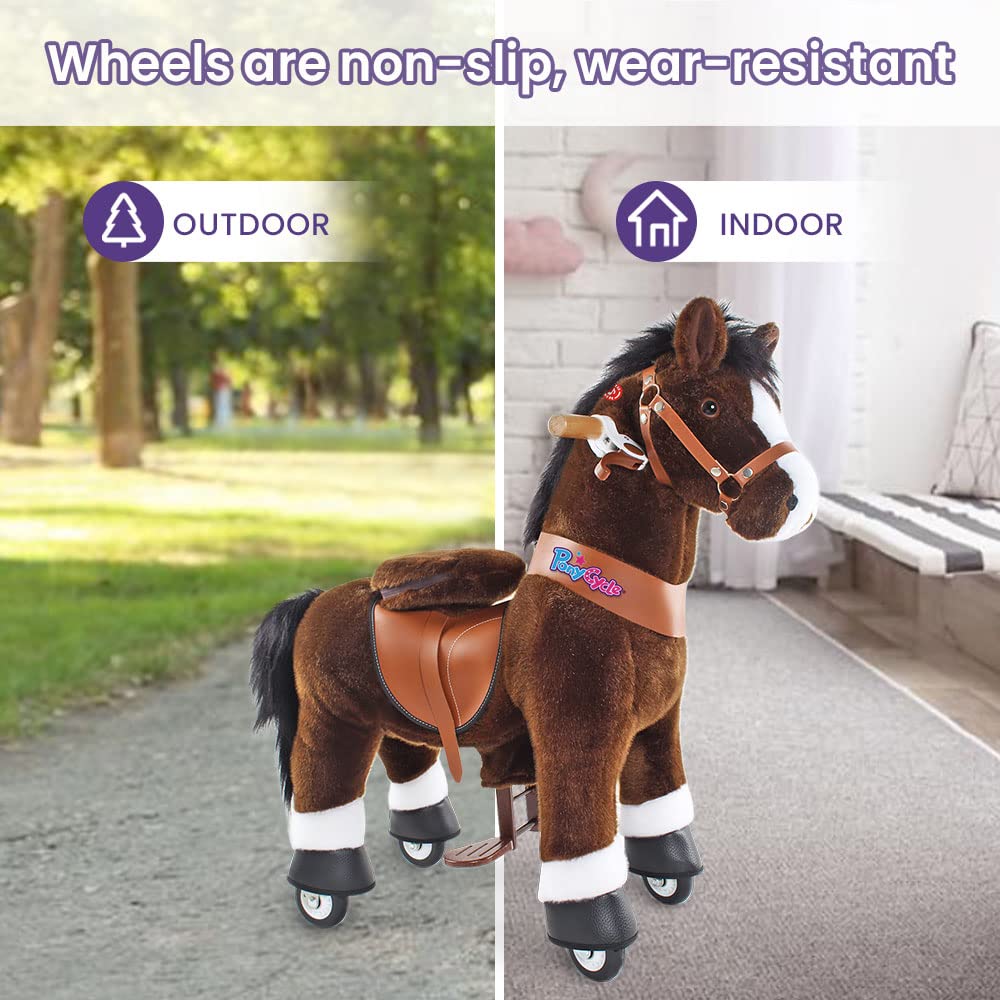 PonyCycle Ride on Horse Toy for Toddlers Classic Model U (with Brake/ 30" Height/Size 3 for Age 3-5) Riding Horse Toy Chocolate Brown Ux321