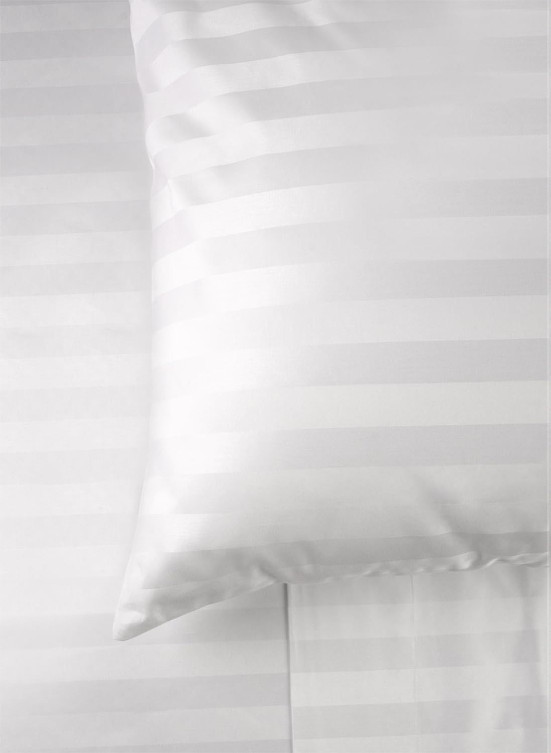 Damask Stripe Queen Size 7-Piece Duvet Cover and Bed Sheet Set 17 inch Deep Pocket - Complete Luxury Soft 1000 Thread Count 100% Egyptian Cotton Bedding Set - White