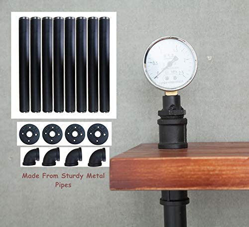 DOFURNILIM Industrial Rustic Wall Wood Pipe Ladder Floating Shelves - DIY Modern Storage Shelving Bookshelf for Bathroom Kitchen Office Home – Steampunk Bookcase (Floating Ladder shelves-51.18“W)