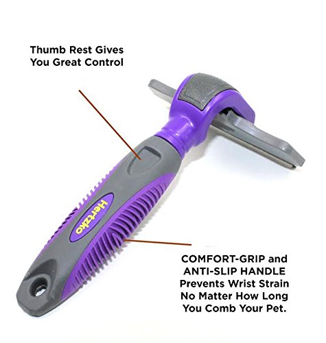 Hertzko Pet Deshedding Tool Gently Removes Shed Hair - for Small, Medium, Large, Dogs and Cats, with Short to Long Hair