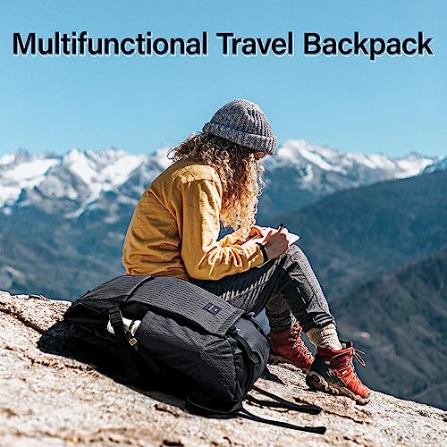 Hanke multifunctional carry on travel backpack Fits 15.6 inch latpot,Lightweight hiking backpack for women & men,Waterproof Friendly Durable Rucksack Weekender Bag Daypack.(Graphite Black)