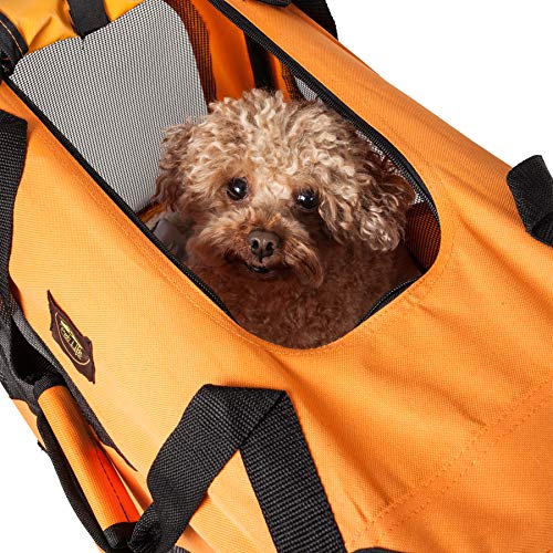 PET LIFE '360° Vista View' Zippered Soft Folding Collapsible Durable Metal Framed Pet Dog Crate House Carrier, Large, Orange