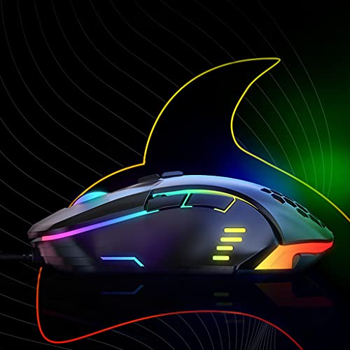 Lazy Pad,uvvy Wired Computer Mice Ergonomic Design Adjustable 6400dpi for Pc Office and Home Rgb Backlit 7 Keys Corded Computer Mouse