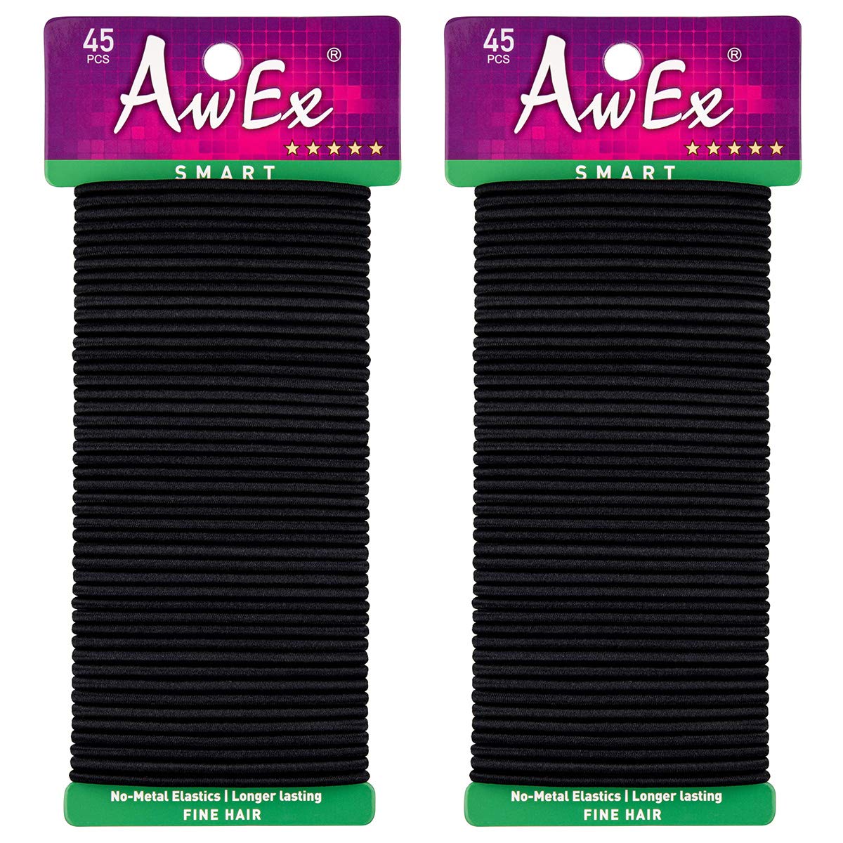 AwEx Strong Black Hair Ties,72 PCS,4 mm Regular Loop Hair Bands,No Metal Hair Elastics,No Pull Ponytail Holder