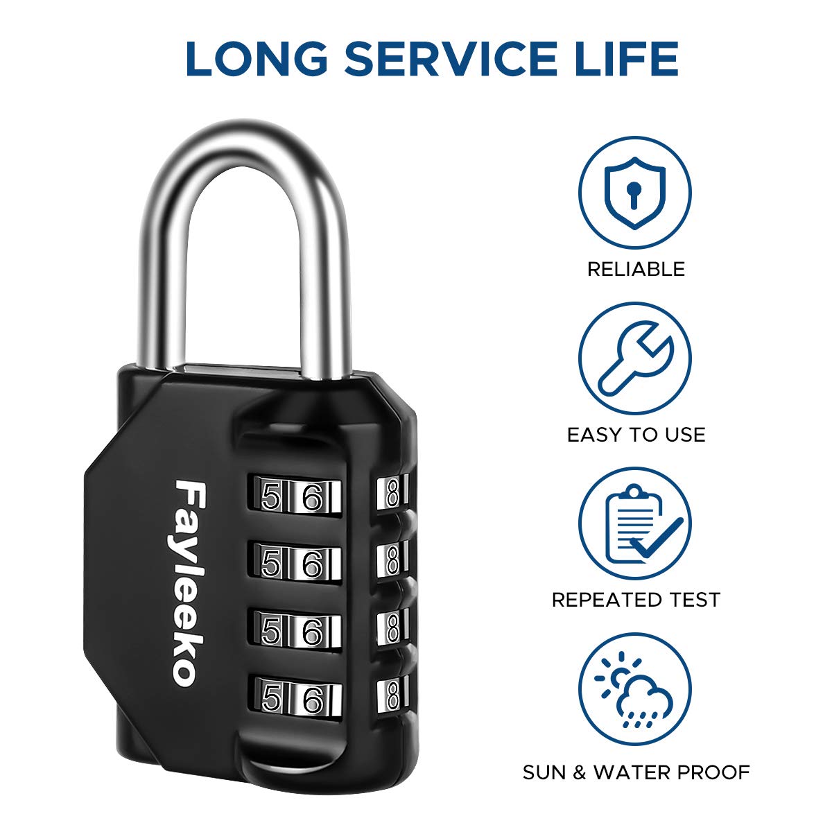 Combination Lock, 4 Digit Combination Padlock for School Gym Sports Locker, Fence, Toolbox, Case, Hasp Cabinet Storage (2 Pack, Black)
